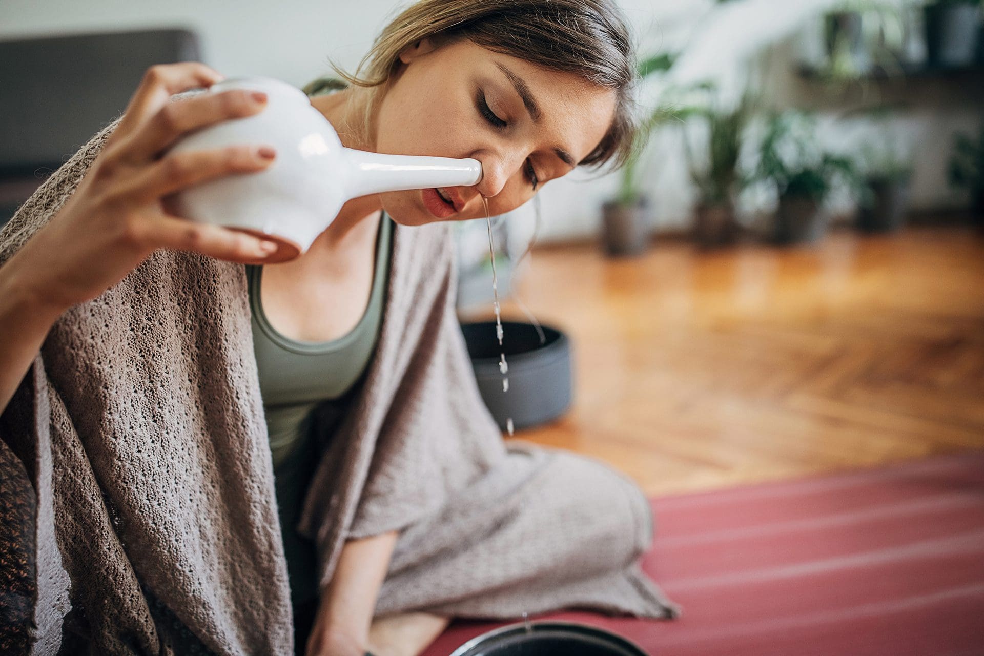 Neti kriya benefits for sinus congestion and headache relief